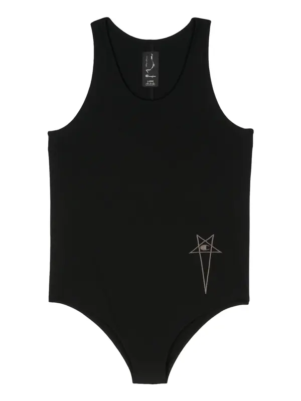 Rick Owens Logo-embroidered Bodysuit - Black