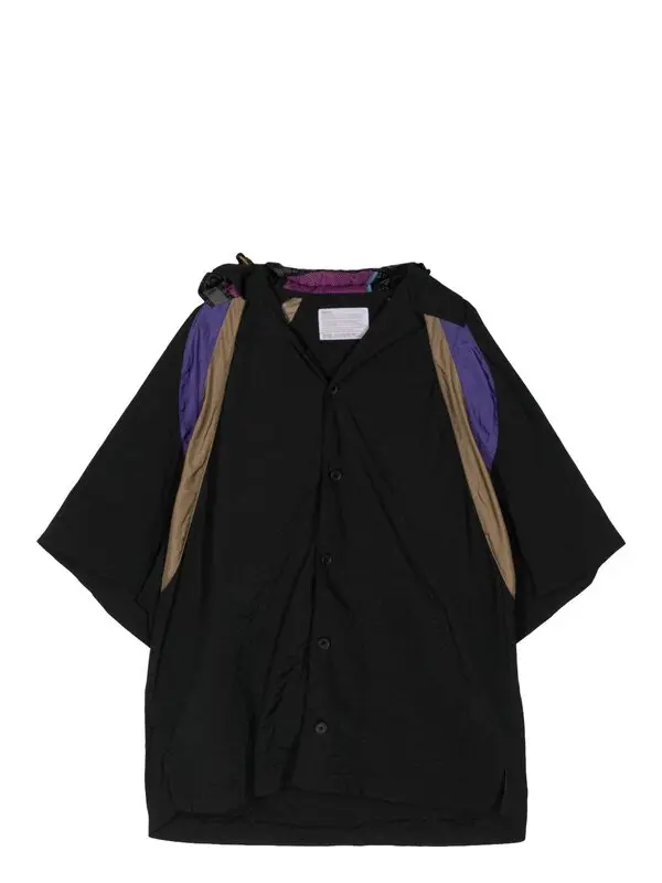 Kolor Colour-block Shirt With Hood - Black