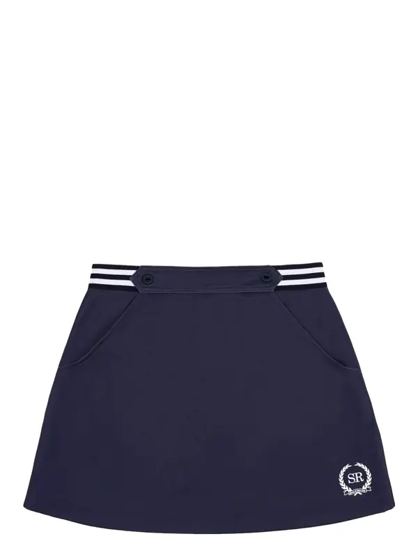 SPORTY & RICH Kelly Logo-embroidered A-line Skirt - Blue