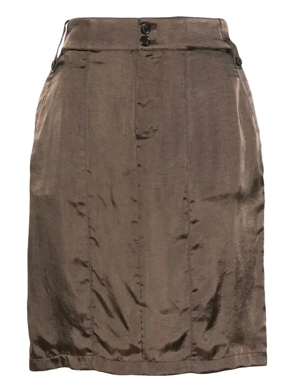Saint Laurent Button-up Satin Miniskirt - Brown