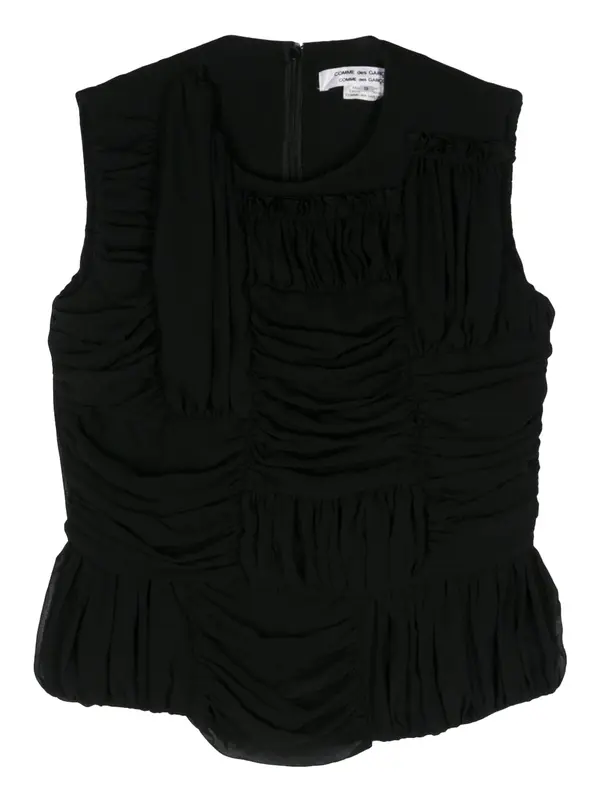 Comme Des Garçons Ruched Sleeveless Top - Black