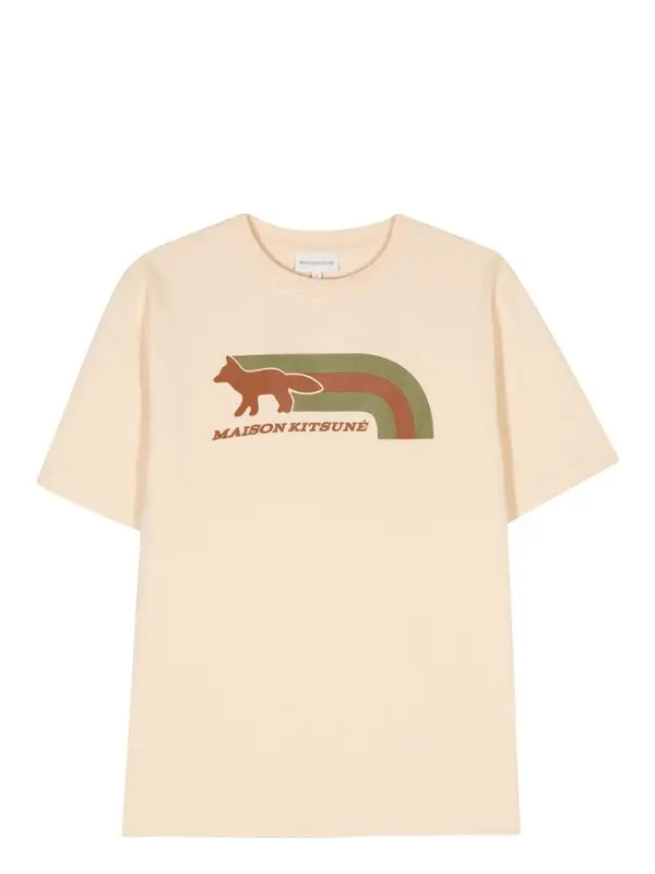 Maison Kitsuné Flash Fox-motif Cotton T-shirt - Neutrals