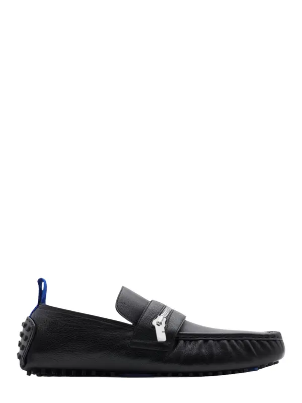 Burberry Zip-detail Leather Loafers - Black