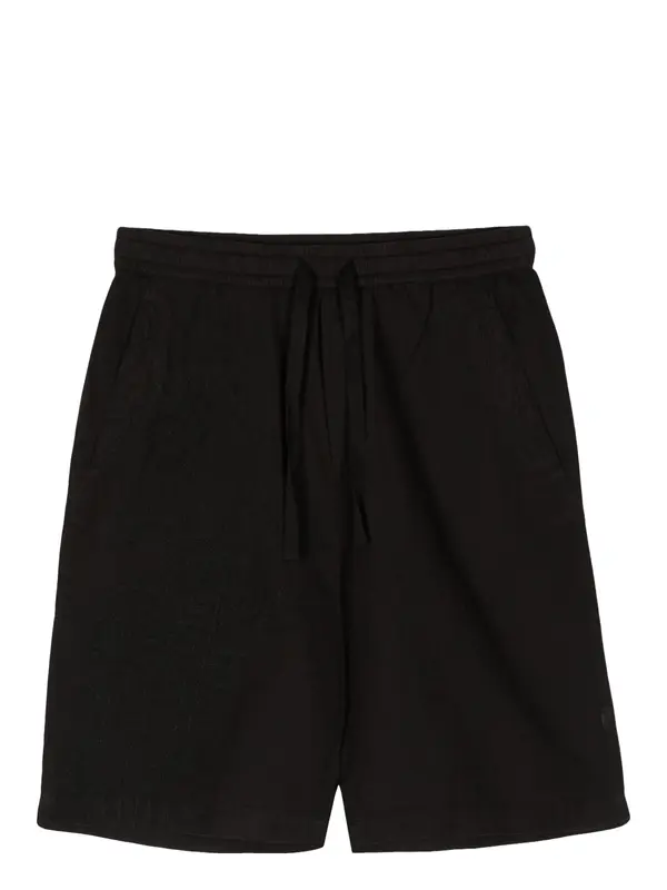 MAHARISHI Embroidered-motif Hemp Deck Shorts - Black