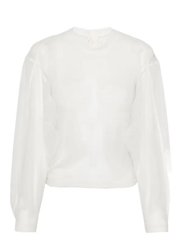 SYSTEM Semi-sheer Jersey Top - White