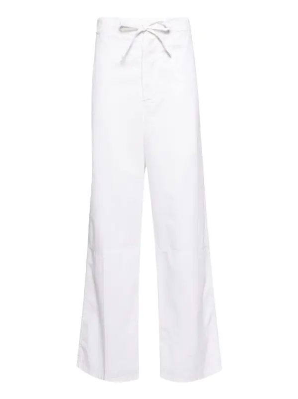 Victoria Beckham Drawstring-waist Cotton Trousers - White