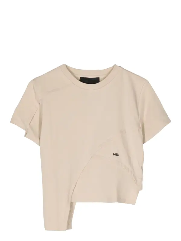 HELIOT EMIL Logo-print Panelled T-shirt - Neutrals