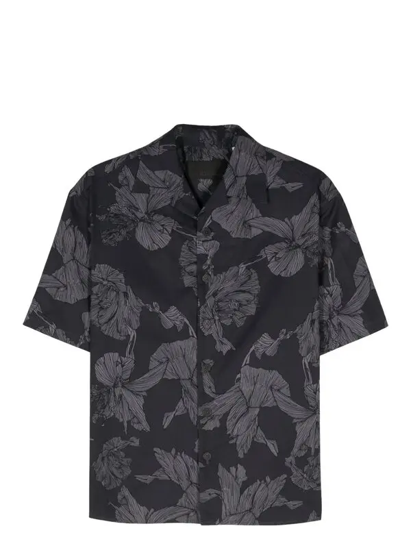 Neil Barrett Floral-print Bowling Shirt - Blue