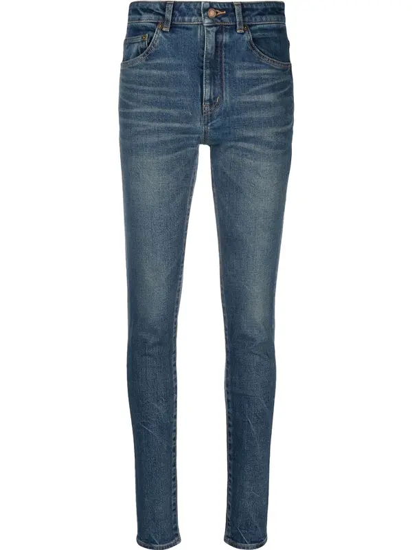 Saint Laurent Whiskered Skinny Jeans - Blue