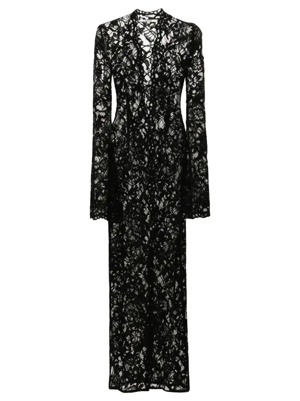 MANURI Sally Lace Midi Dress - Black