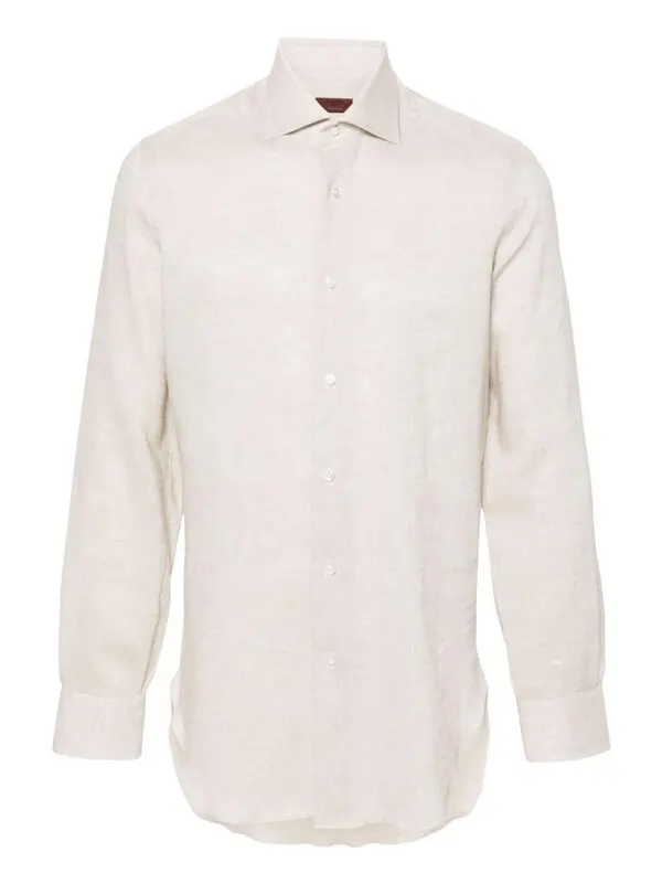 BARBA NAPOLI Long-sleeve Linen Shirt - Neutrals