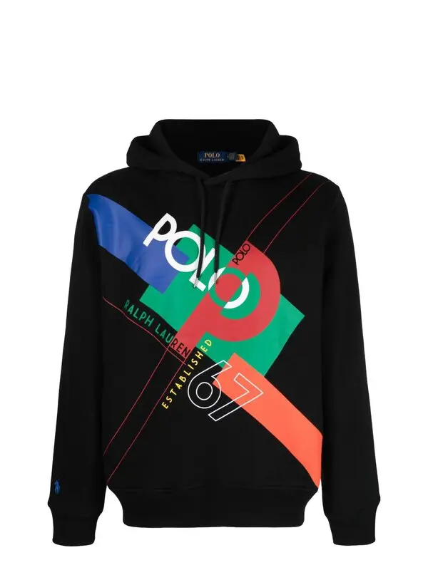 Polo Ralph Lauren Logo-print Cotton-blend Hoodie - Black