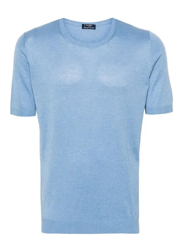 BARBA NAPOLI Fine-knit Silk T-shirt - Blue