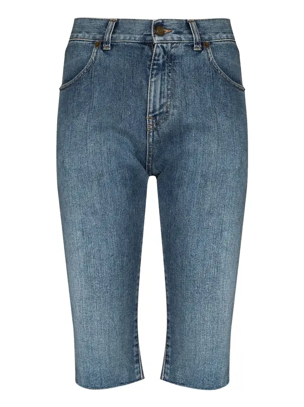 Saint Laurent High-waisted Denim Shorts - Blue