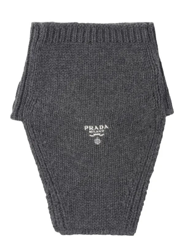 Prada Logo-embroidered Cashmere Dickey - Grey