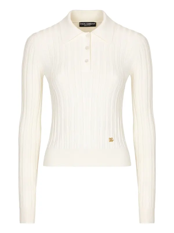Dolce & Gabbana Logo-plaque Polo Top - White