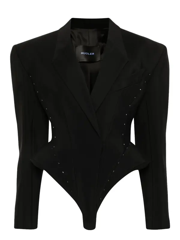 MUGLER Hook & Eye Bodysuit Jacket - Black