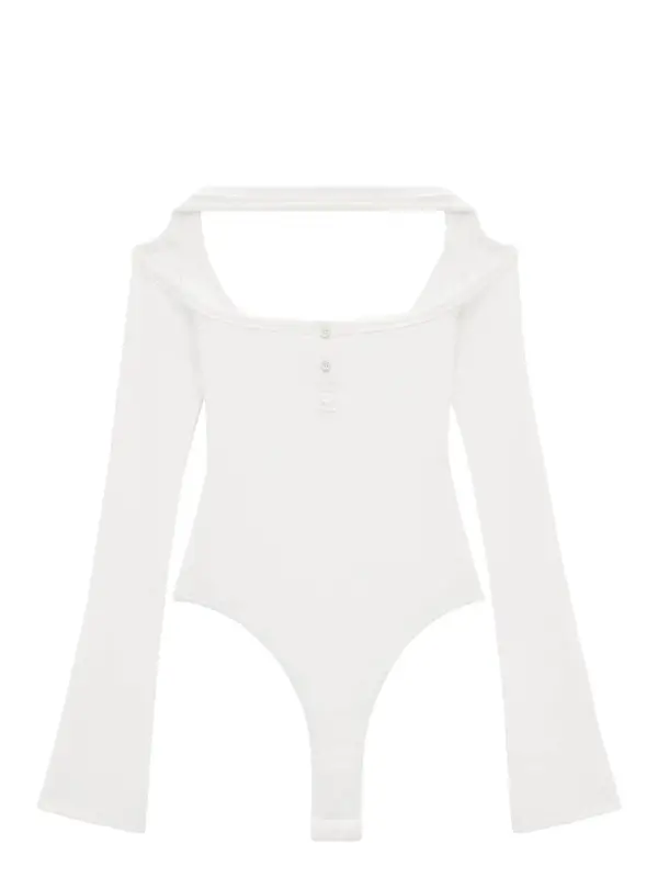COURREGES Cut-out Ribbed Bodysuit - White