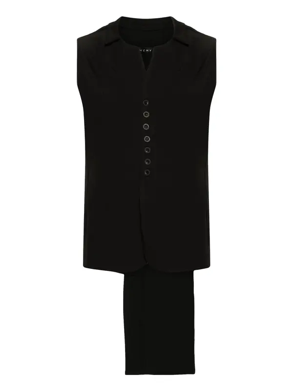 Alchemy Fashions Asymmetric Tailored Waistcoat - Black