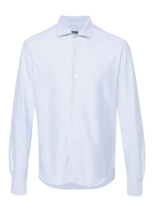 Fedeli Striped Jersey Shirt - Blue