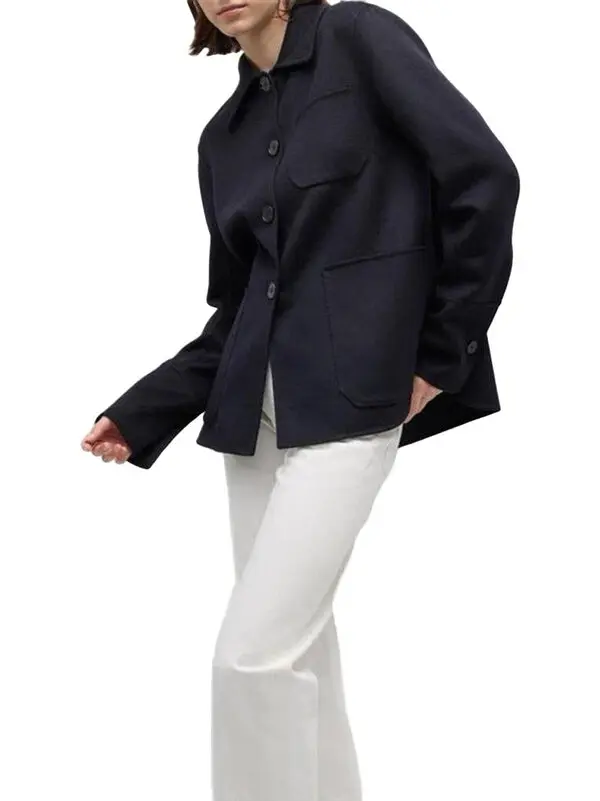 JIL SANDER Brushed Cashmere-blend Shirt Jacket - Navy