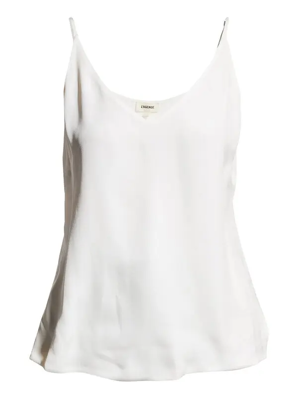 L'Agence Gabriella Silk V-neck Tank - Ivory