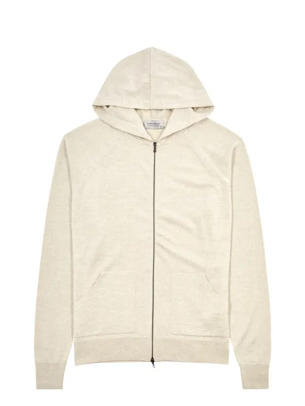 John Smedley Carty Hooded Wool Sweatshirt - Beige