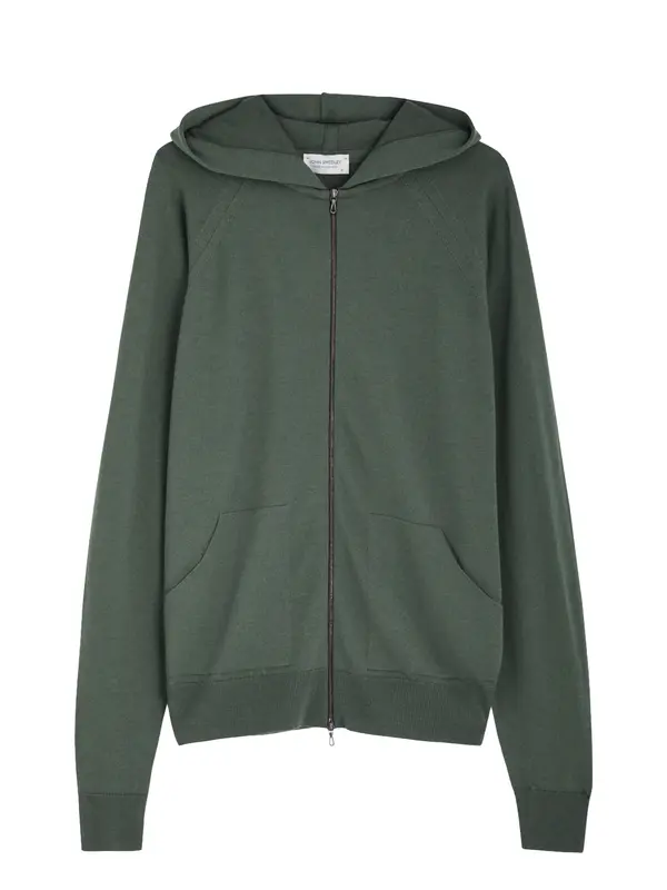 John Smedley Carty Hooded Wool Sweatshirt - Dark Green