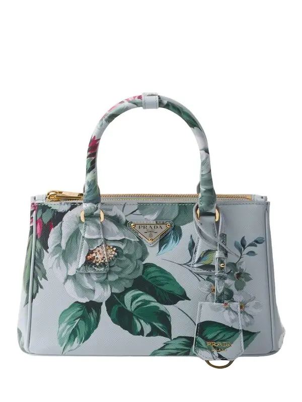 Prada Galleria Flower-print Leather Top-handle Bag - F0092 Salv