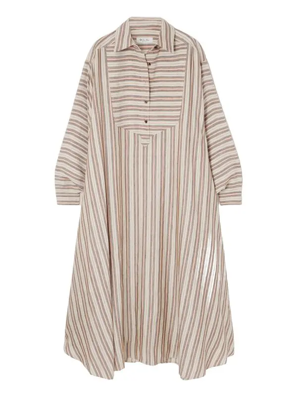 Loro Piana Striped Printed Linen And Silk-blend Kaftan - Neutrals
