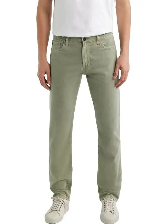 Ag Everett Slim Straight-leg Cotton & Linen Blend Jeans - Sulfur Spruce Green