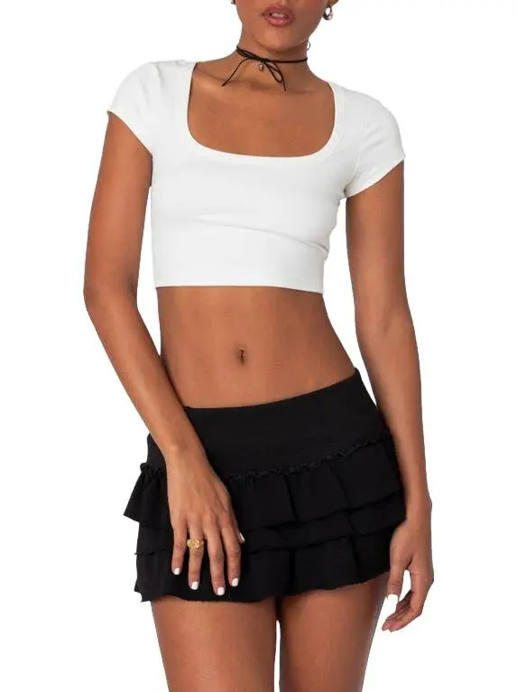 EDIKTED Ricki Crop T-shirt - White