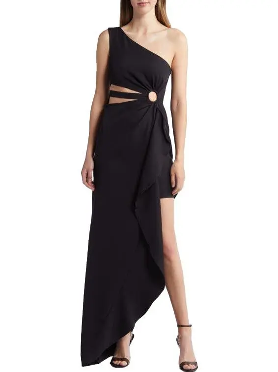 NIKKI LUND Taylor One-shoulder High-low Dress - Black
