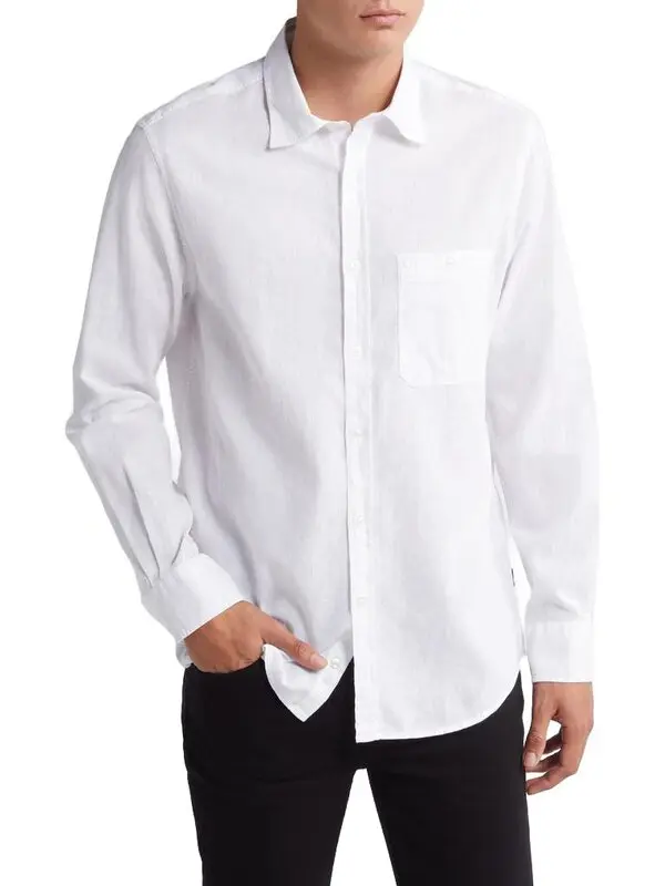 7 For All Mankind Solid Cotton & Linen Button-up Shirt - White