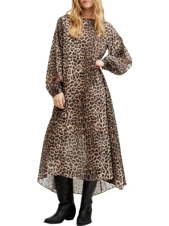 ALLSAINTS Jane Leopard Print Dress - Leopard Brown
