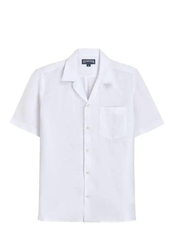 Vilebrequin Linen Solid Bowling Shirt - Blanc