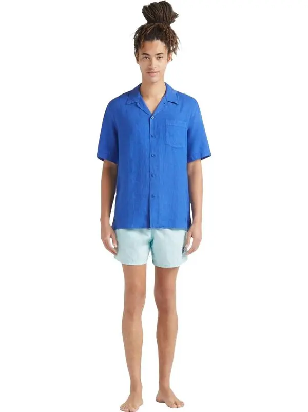 Vilebrequin Solid Linen Bowling Shirt - Marrakech