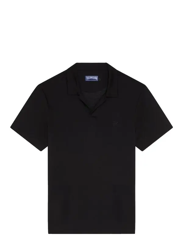 Vilebrequin Tencel Polo Shirt Solid - Black