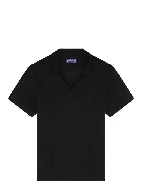Vilebrequin Tencel Polo Shirt Solid - Black