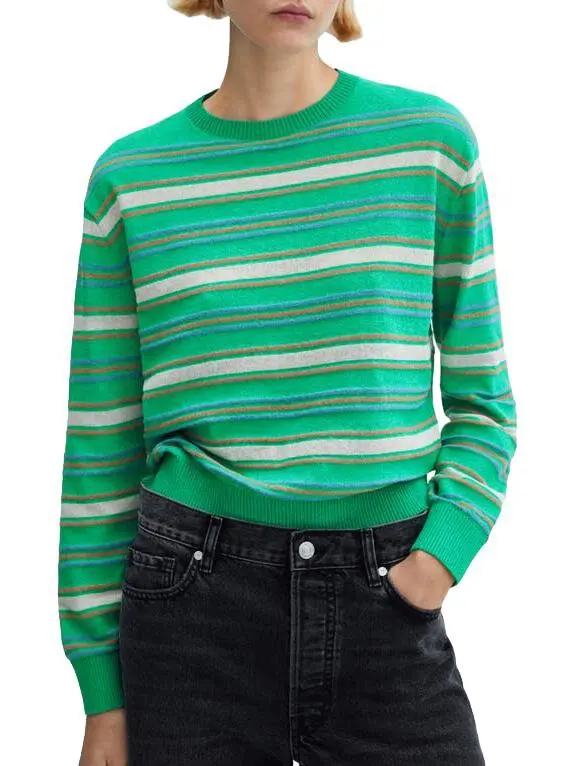 Mango Malbo Stripe Sweater - Green