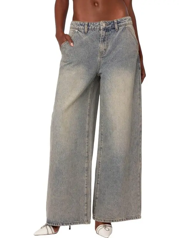 EDIKTED Baggy Wide-leg Jeans - Gray
