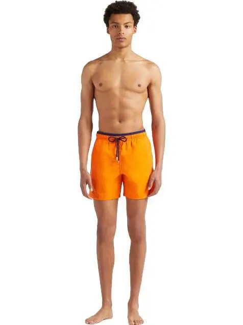 Vilebrequin Solid Bicolor Length Swim Trunks - Abricot