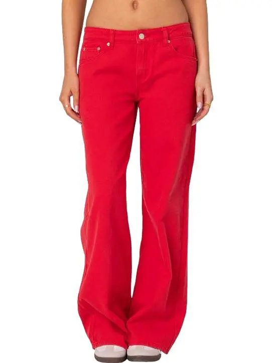 EDIKTED Roman Flare Jeans - Red