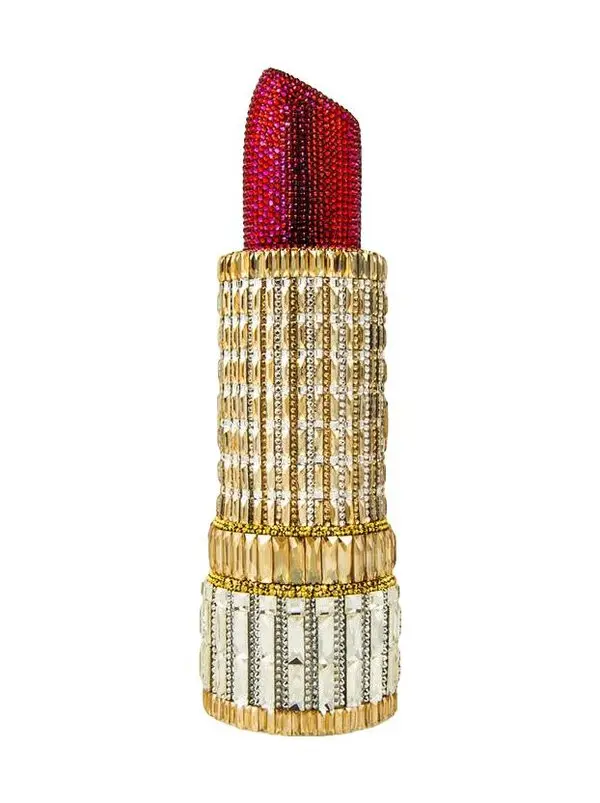 Judith Leiber Lipstick Seductress Crystal Bag - Champagne Red Multi