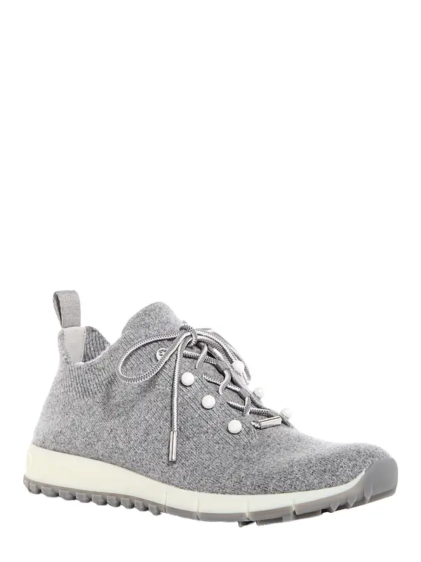 JIMMY CHOO Veles Embellished Knit Sneakers - Ash Mix