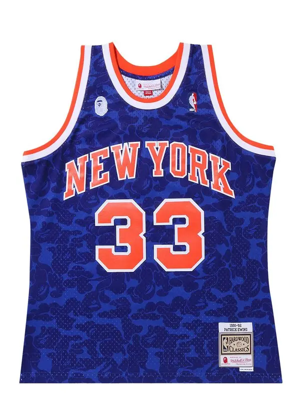 A BATHING APE X Mitchell & Ness New York Knicks Ewing Jersey - Blue