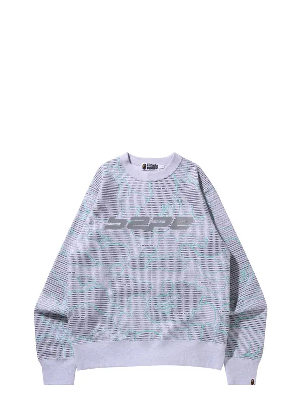 A BATHING APE Text Code Camo Crewneck - Grey