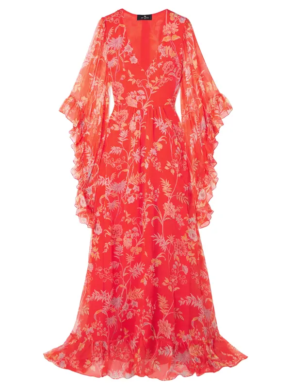 Etro Ruffled Floral-print Maxi Dress - Red