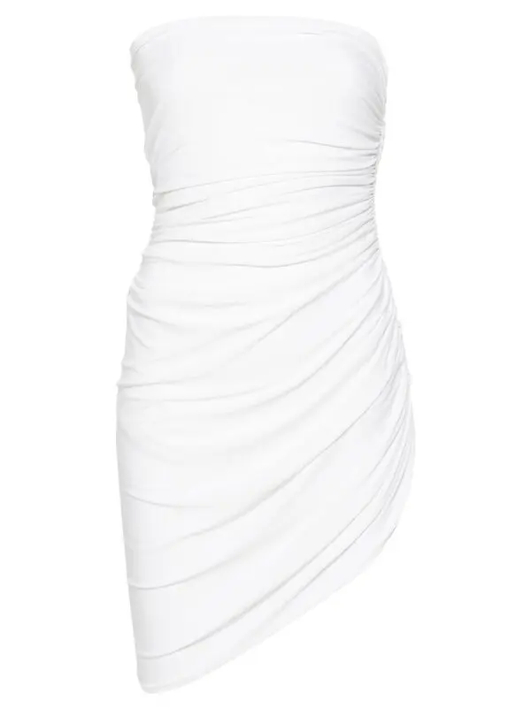 Norma Kamali Gathered Strapless Mini Dress - White