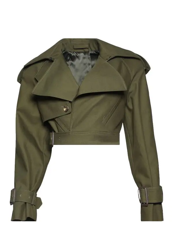 Wardrobe.NYC Cropped Trench Coat - Green